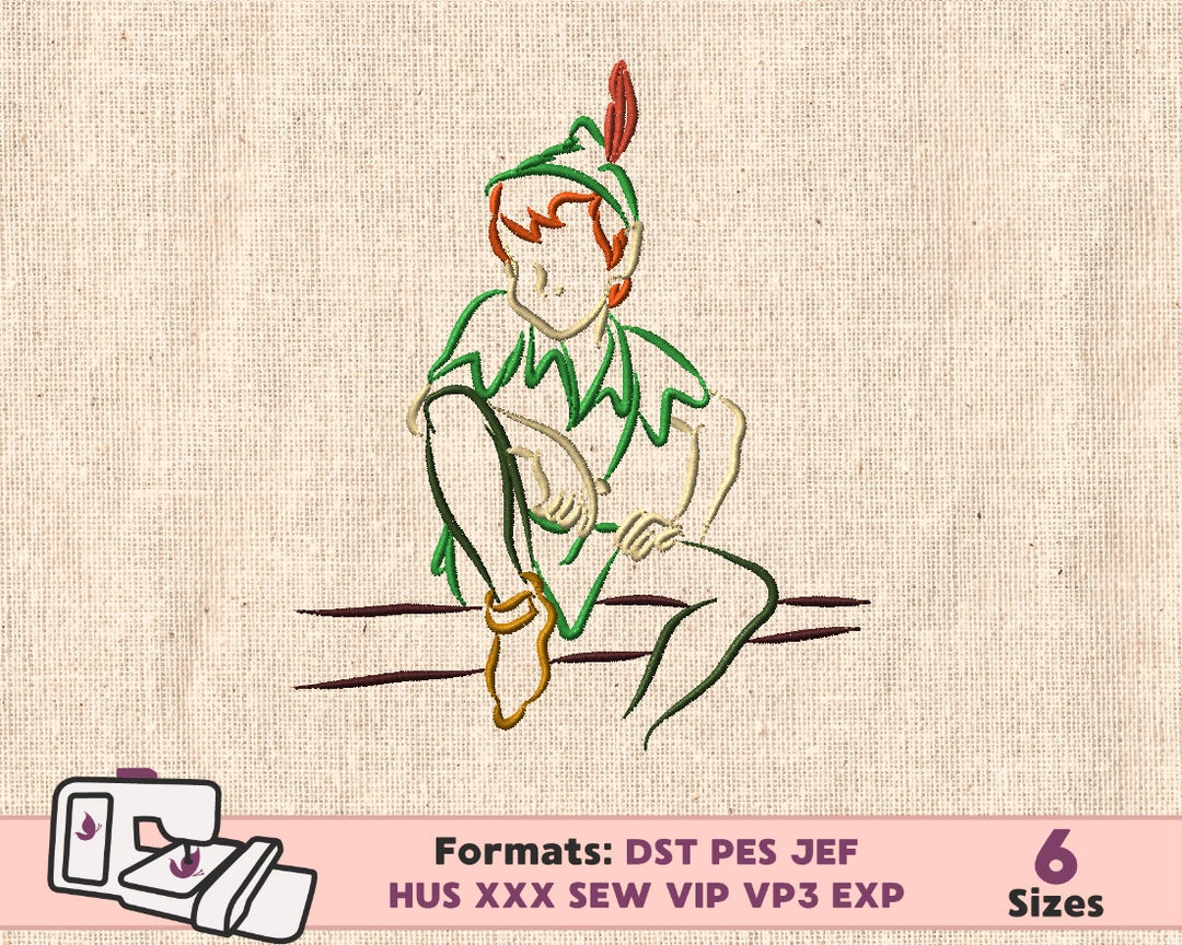 PETER PAN EMBROIDERY Design, Peter Pan Tinkerbell Machine Embroidery ...