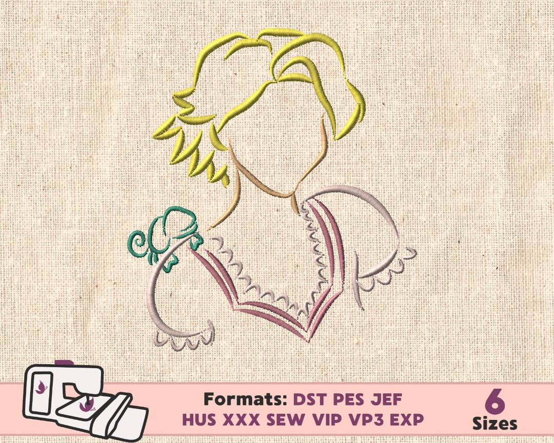 RAPUNZEL PRINCESS EMBROIDERY Design, Tangled Rapunzel Pascal Machine ...