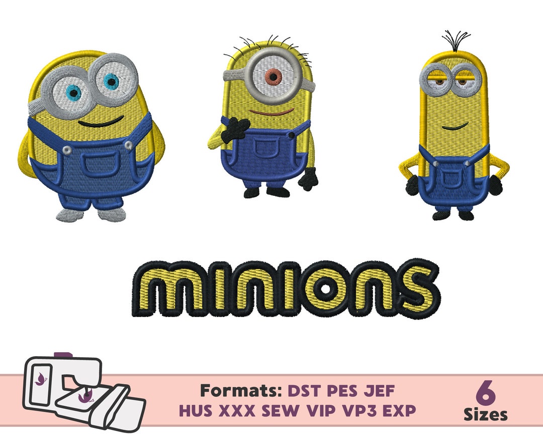 MINION EMBROIDERY DESIGN, Kevin Bob Stuart Gru Minion Embroidery ...