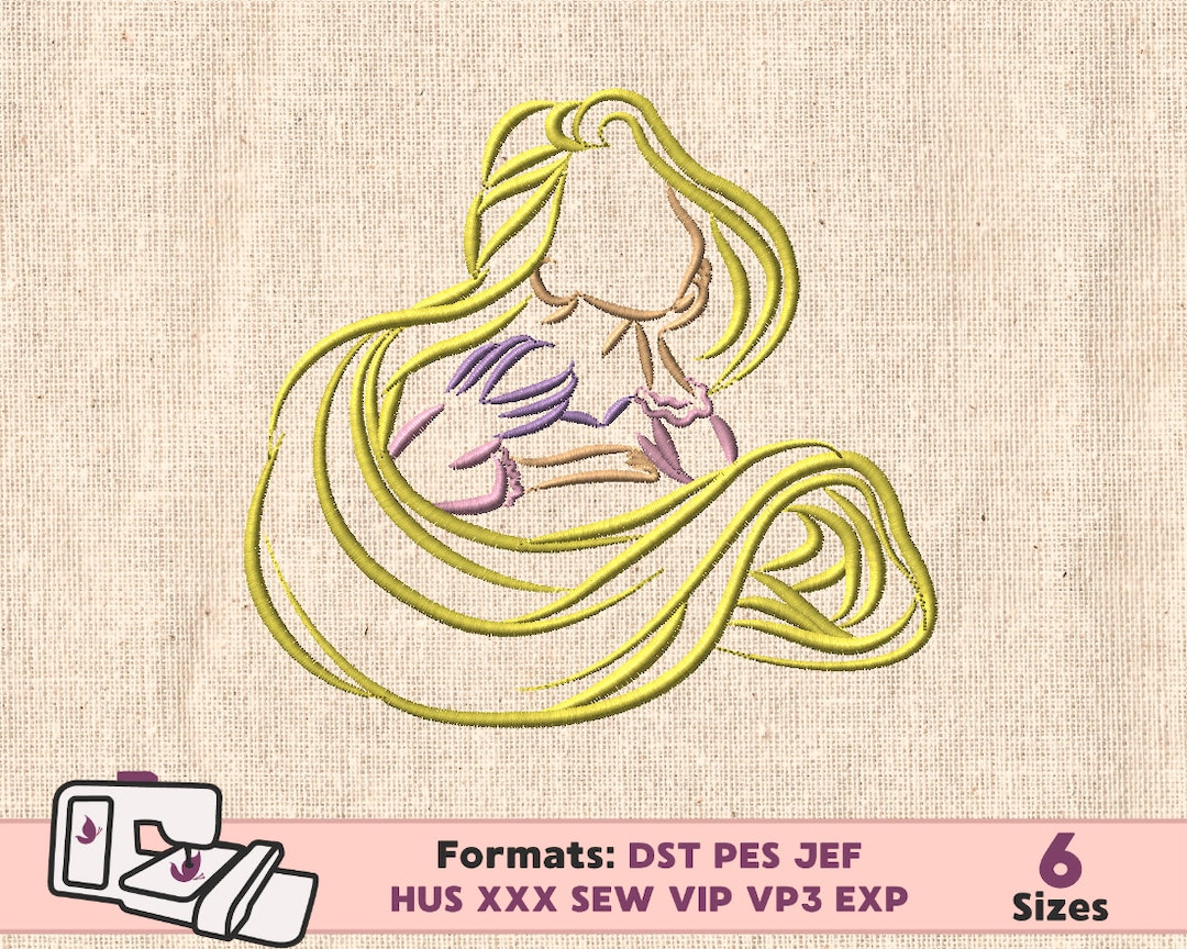 RAPUNZEL PRINCESS EMBROIDERY Design, Tangled Rapunzel Pascal Machine ...