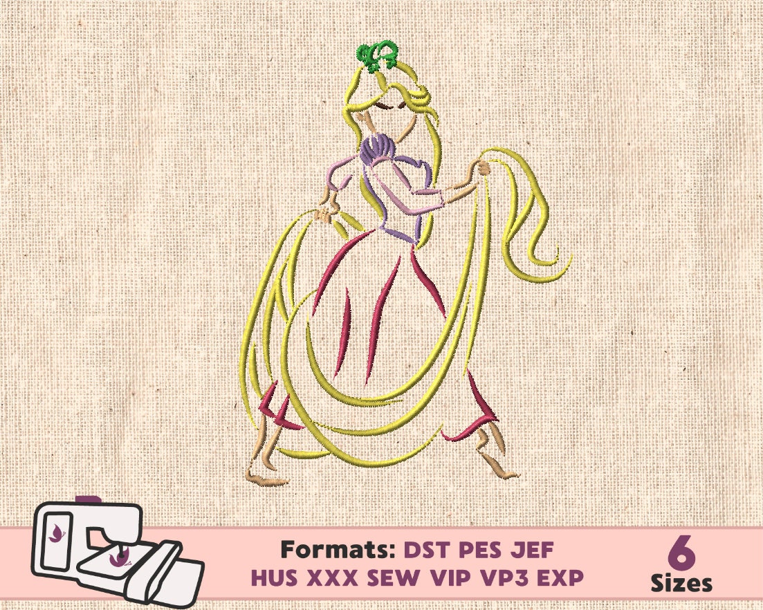 RAPUNZEL PRINCESS EMBROIDERY Design, Tangled Rapunzel Pascal Machine ...