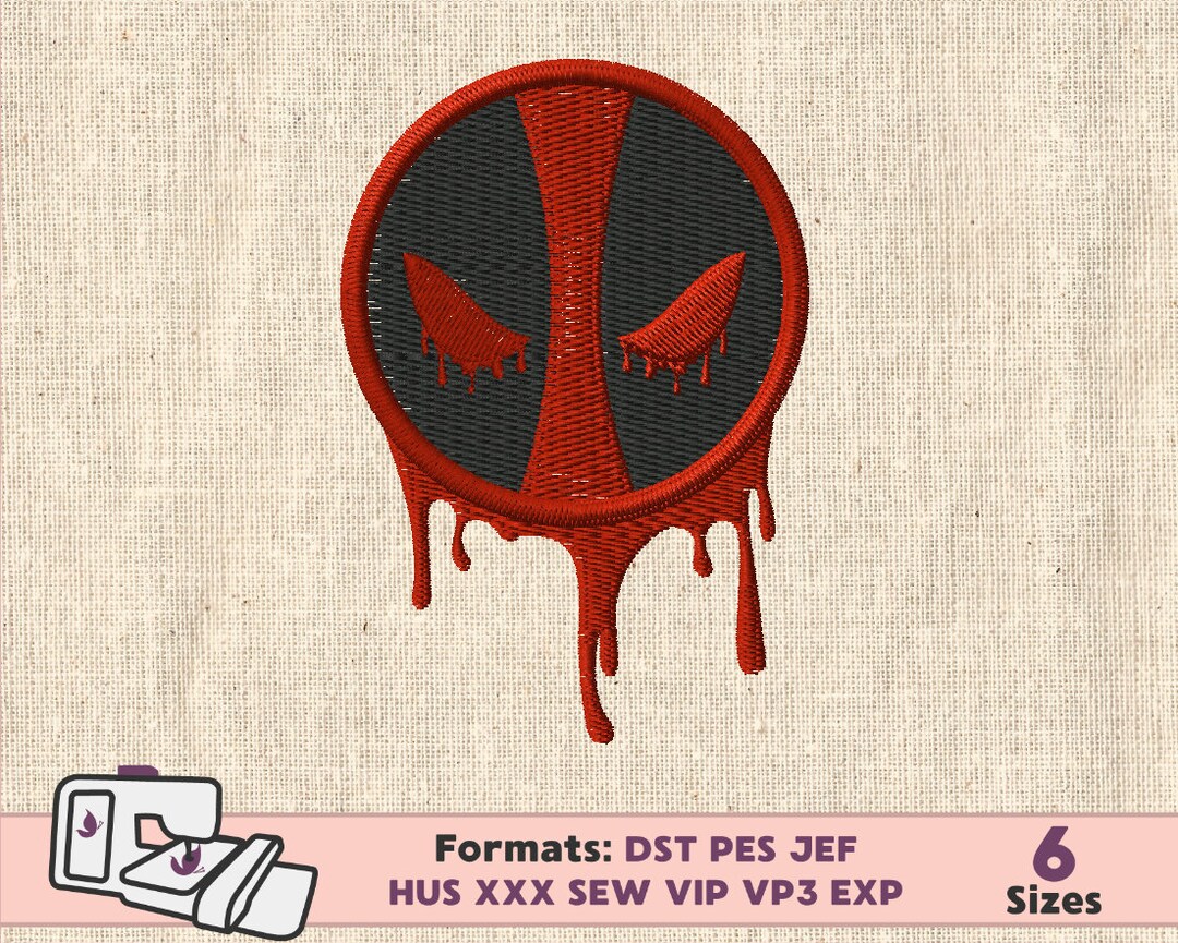 DEADPOOL EMBROIDERY DESIGN, Superhero Deadpool Machine Embroidery ...