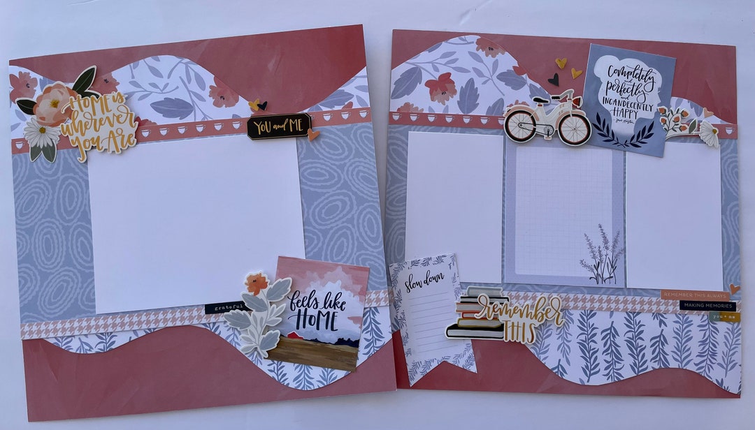 Scrapbook Layout, Two 12 X 12 Premade Pages, Home, Happy - Etsy