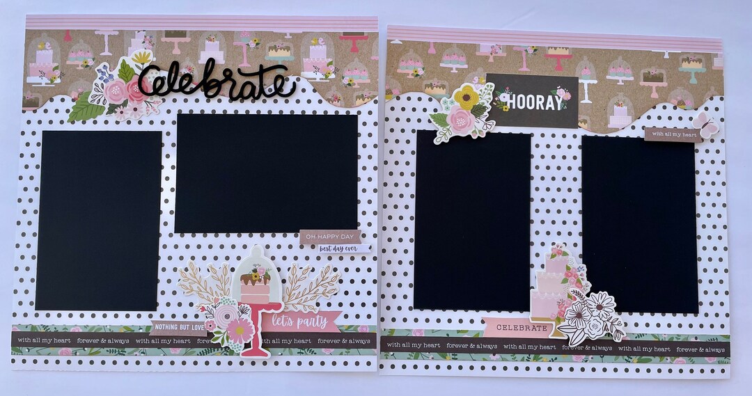 Scrapbook Layout, Two 12 X 12 Premade Pages, Celebrate - Etsy