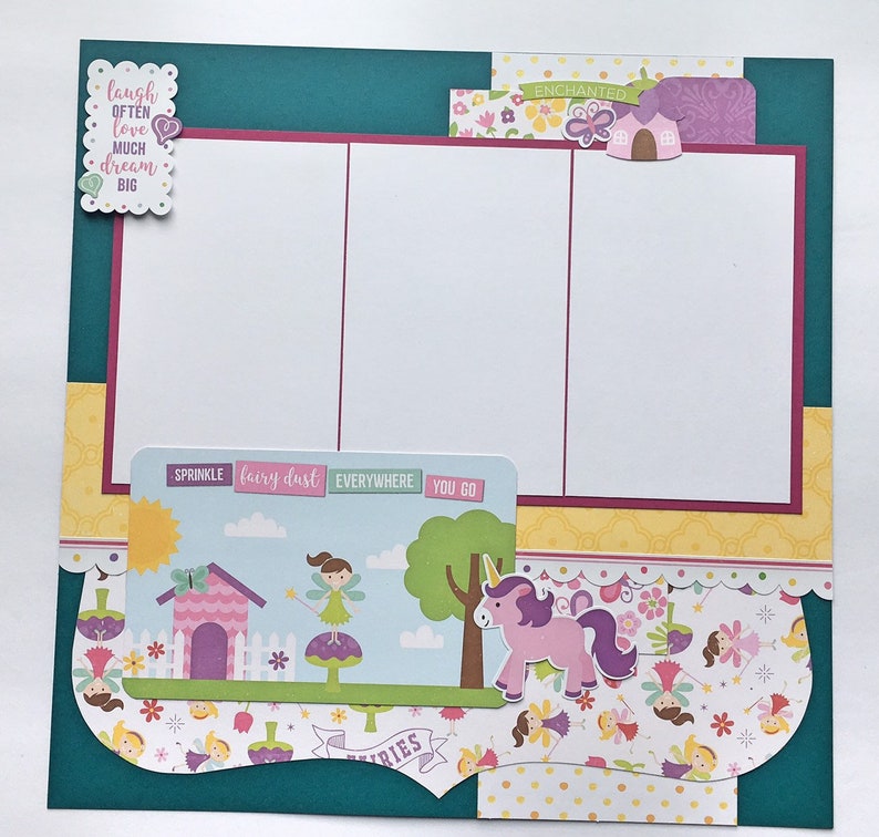 Premade Scrapbook Layout Two pages 12 x 12 Fairy | Etsy