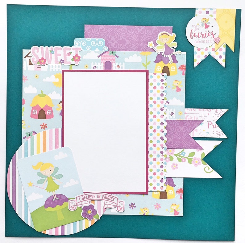 Premade Scrapbook Layout Two pages 12 x 12 Fairy | Etsy