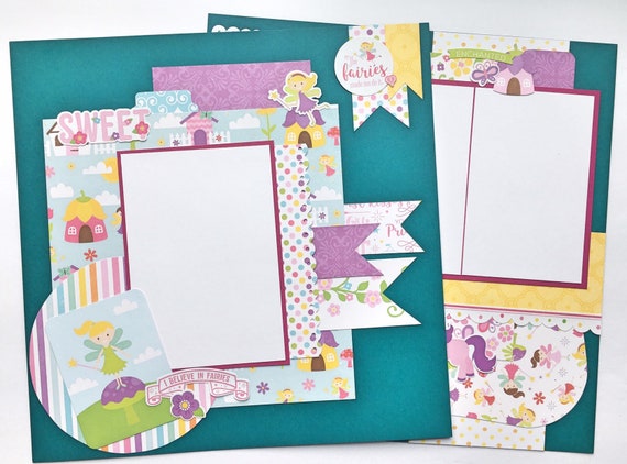 Premade Scrapbook Layout Two pages 12 x 12 Fairy | Etsy
