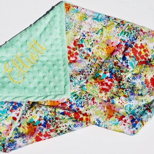 Paint Brush Blanket, Rainbow Baby Gift, Mint Minky Blanket ...