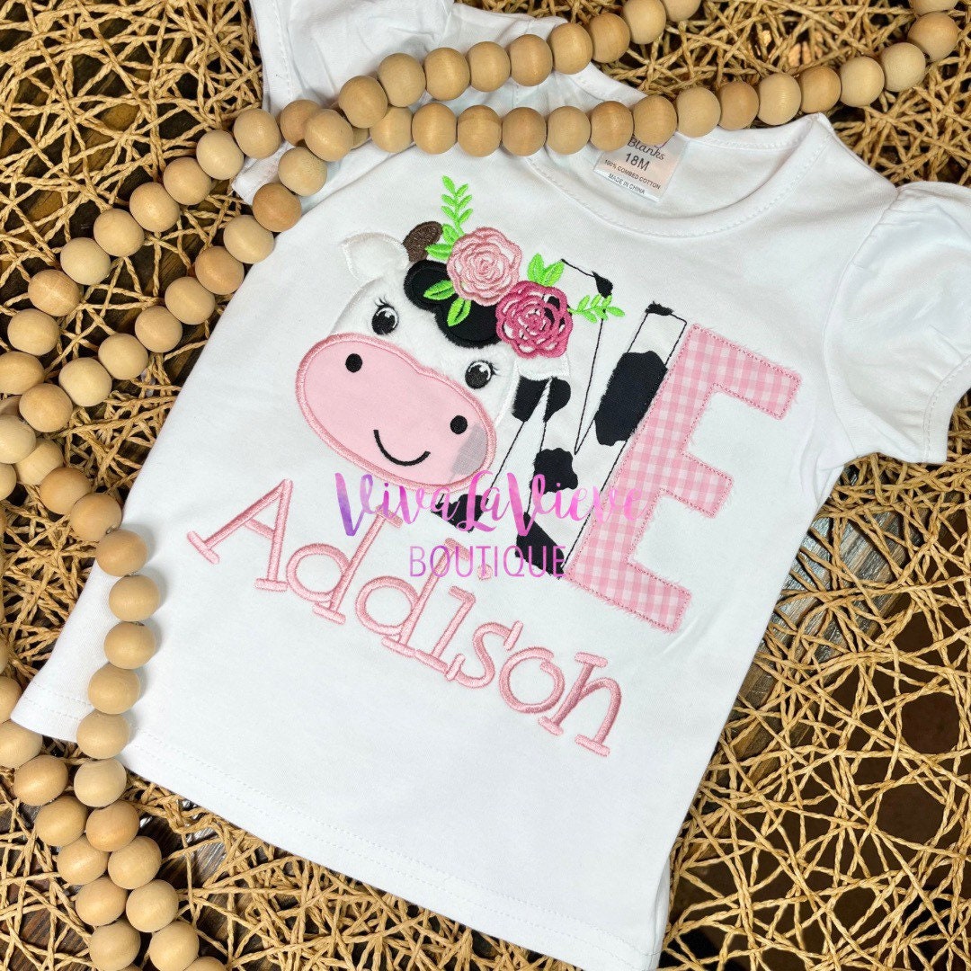 Cow Birthday Shirt, Cow Shirt, Embroidered Shirt for Girls, Birthday ...