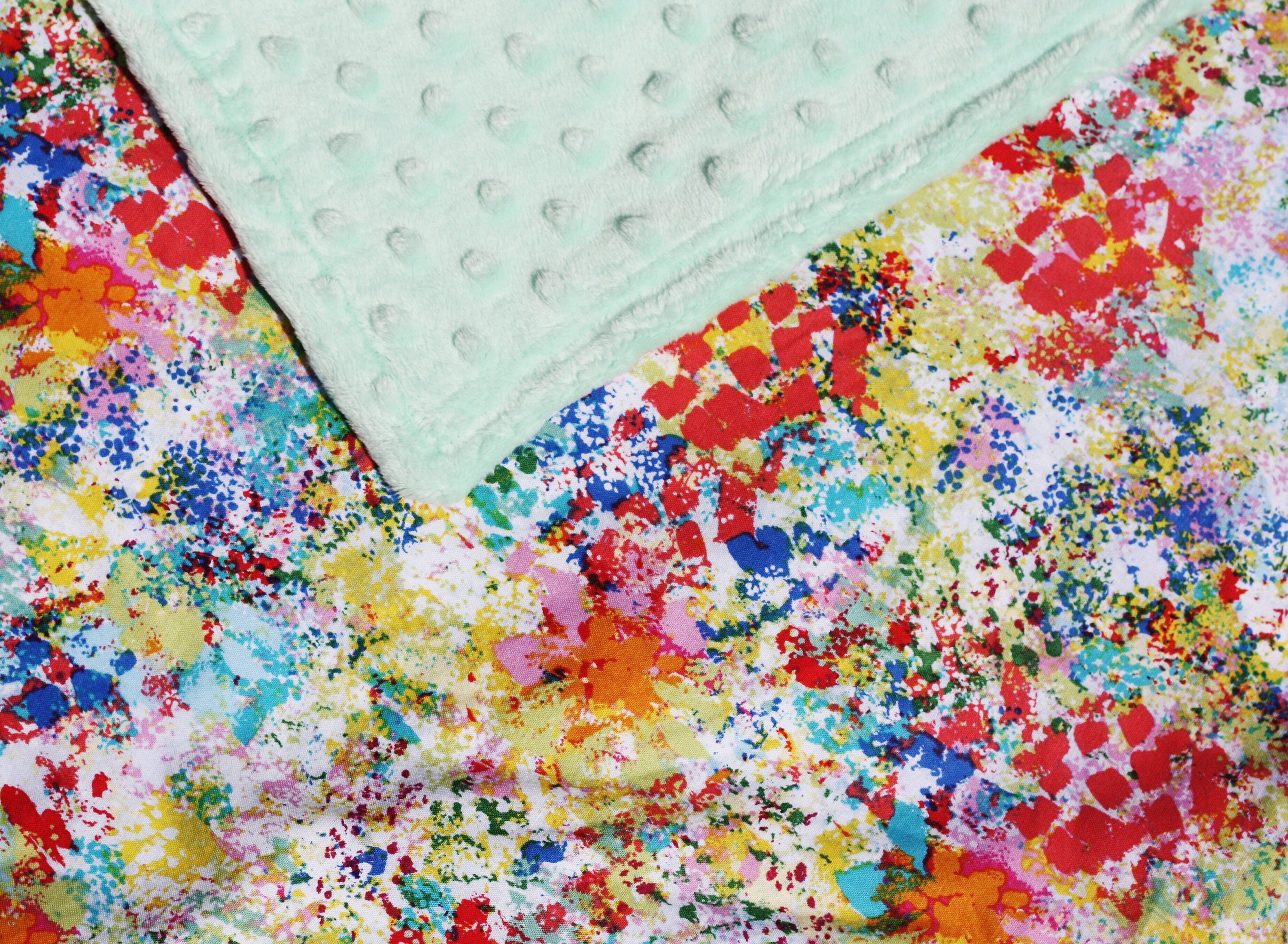 Paint Brush Blanket, Rainbow Baby Gift, Mint Minky Blanket ...