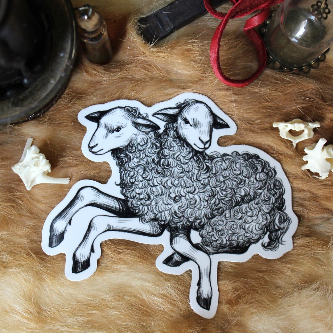 Two Headed Lamb Sticker - Etsy