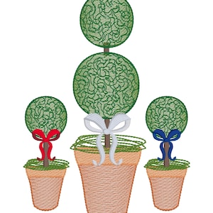 Topiary Trio Embroidery Design - Etsy