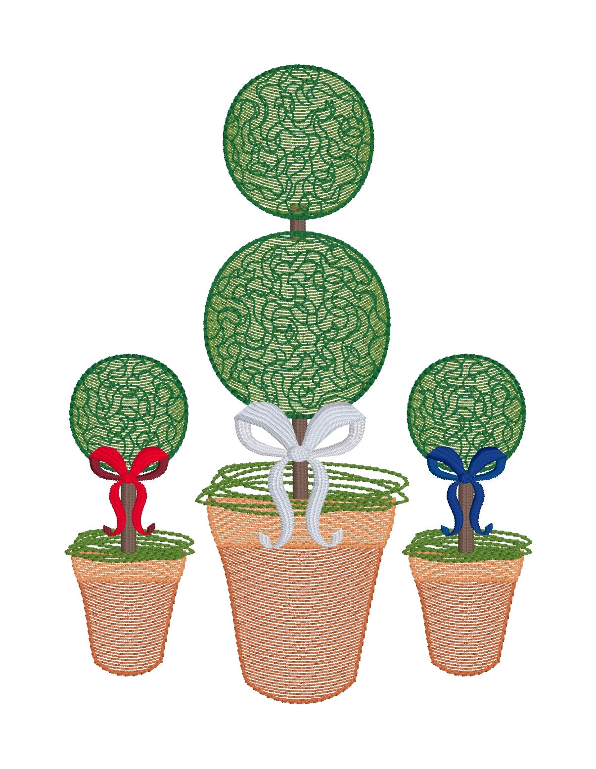 Topiary Trio Embroidery Design - Etsy