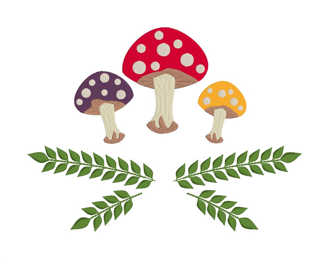 Mushroom Trio Monogram Embroidery Design - Etsy