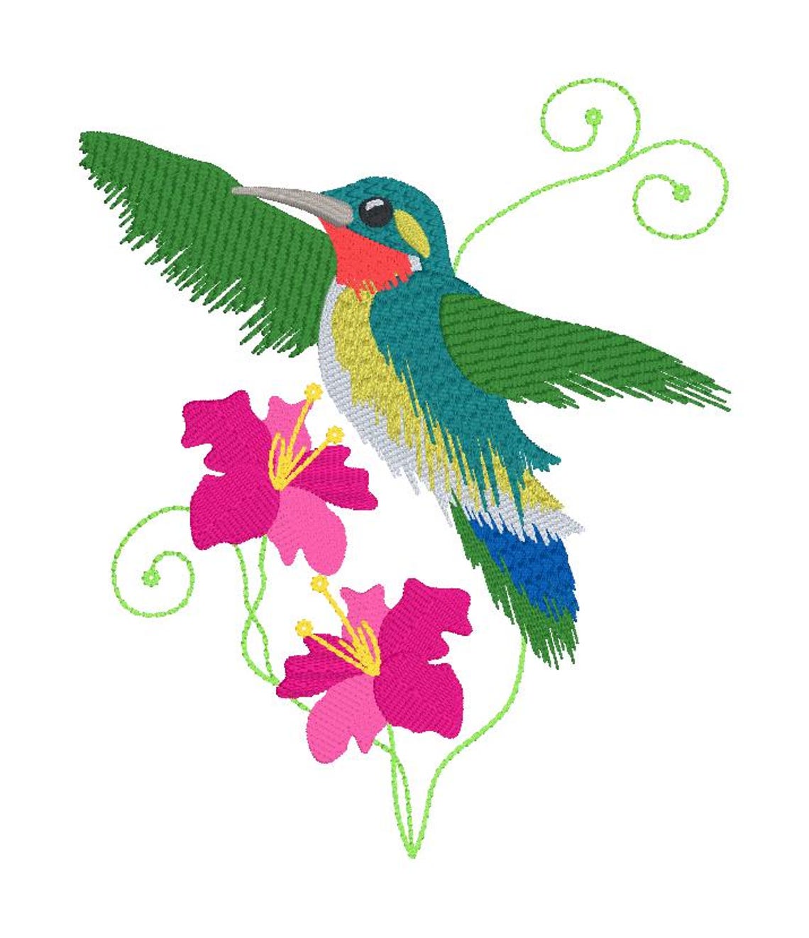 Hummingbird Embroidery Design - Etsy
