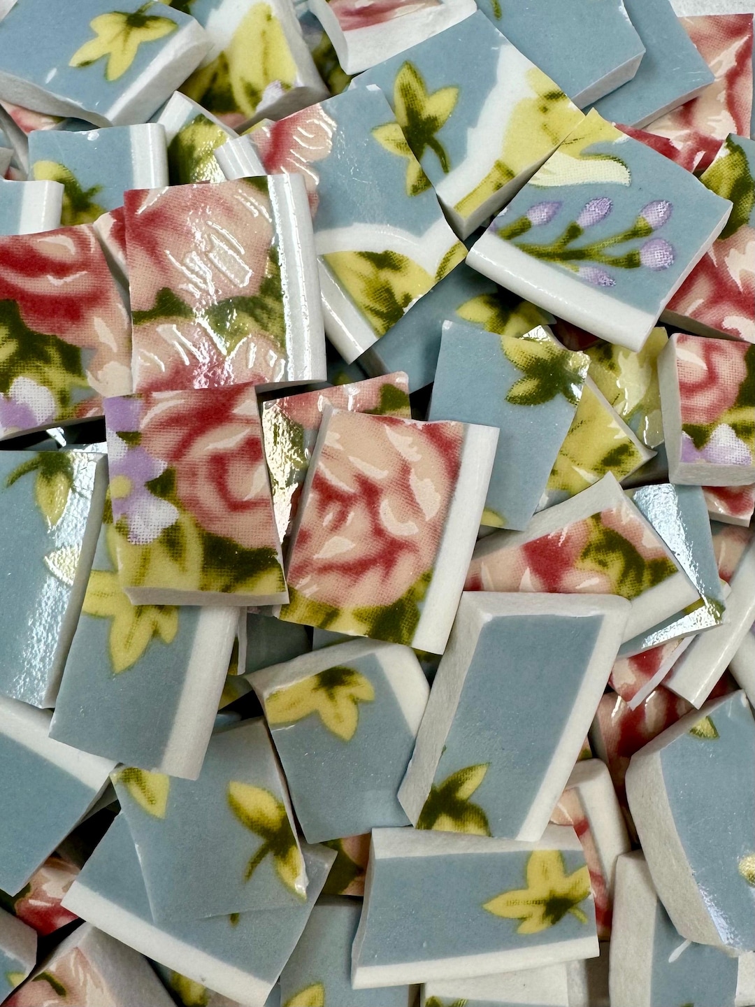 FLORAL PRETTY China Plate Mosaic Tiles 147 Pcs-broken Plate Ceramic ...