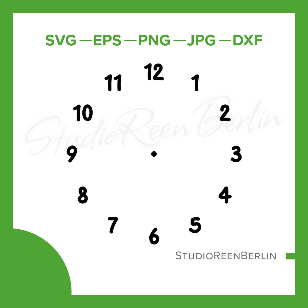Clock Face Svg Script, Dial Instant Download, Clockface Font Svg, Clock ...