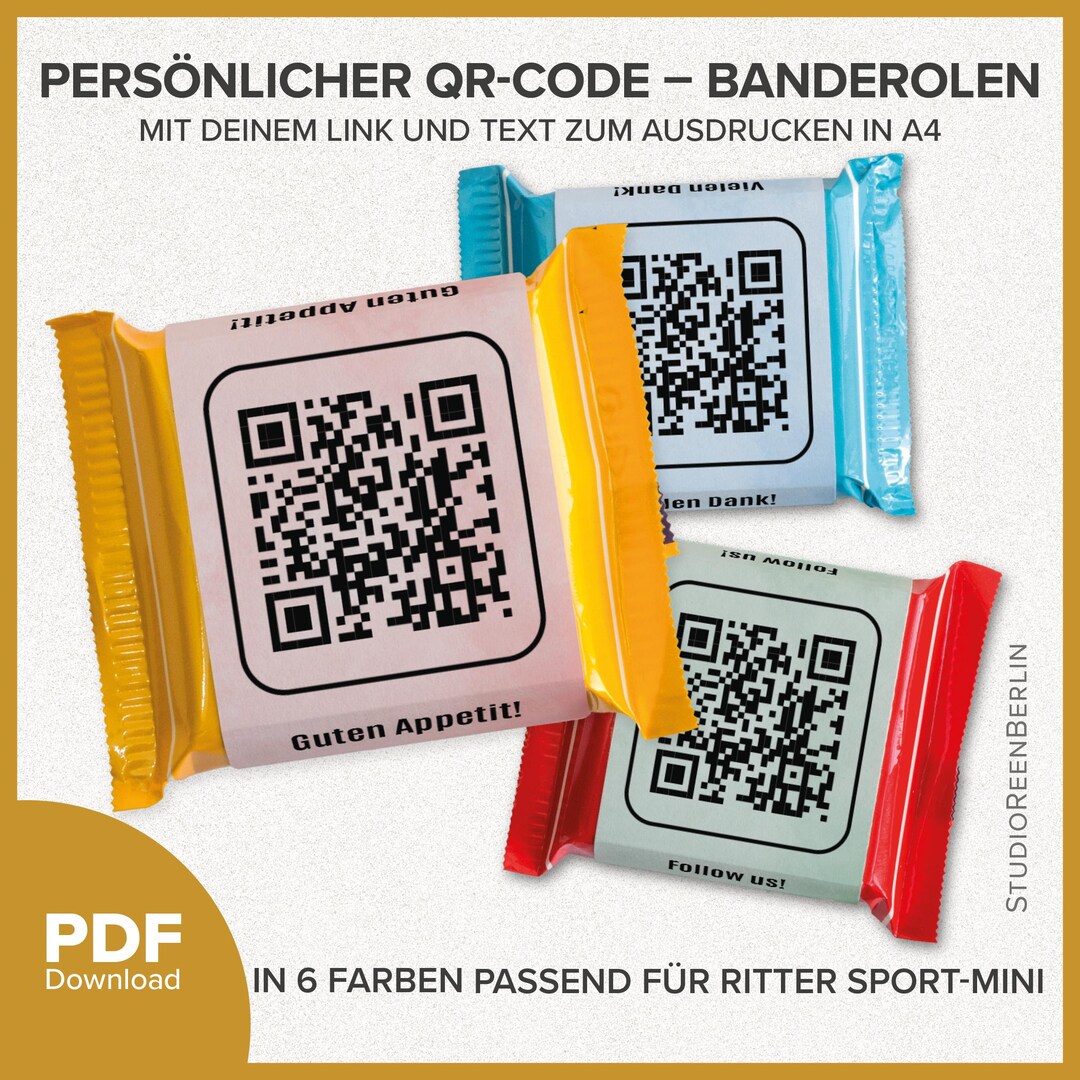Chocolate Banderoles Personalized With Text+qr Code Suitable for Ritter ...