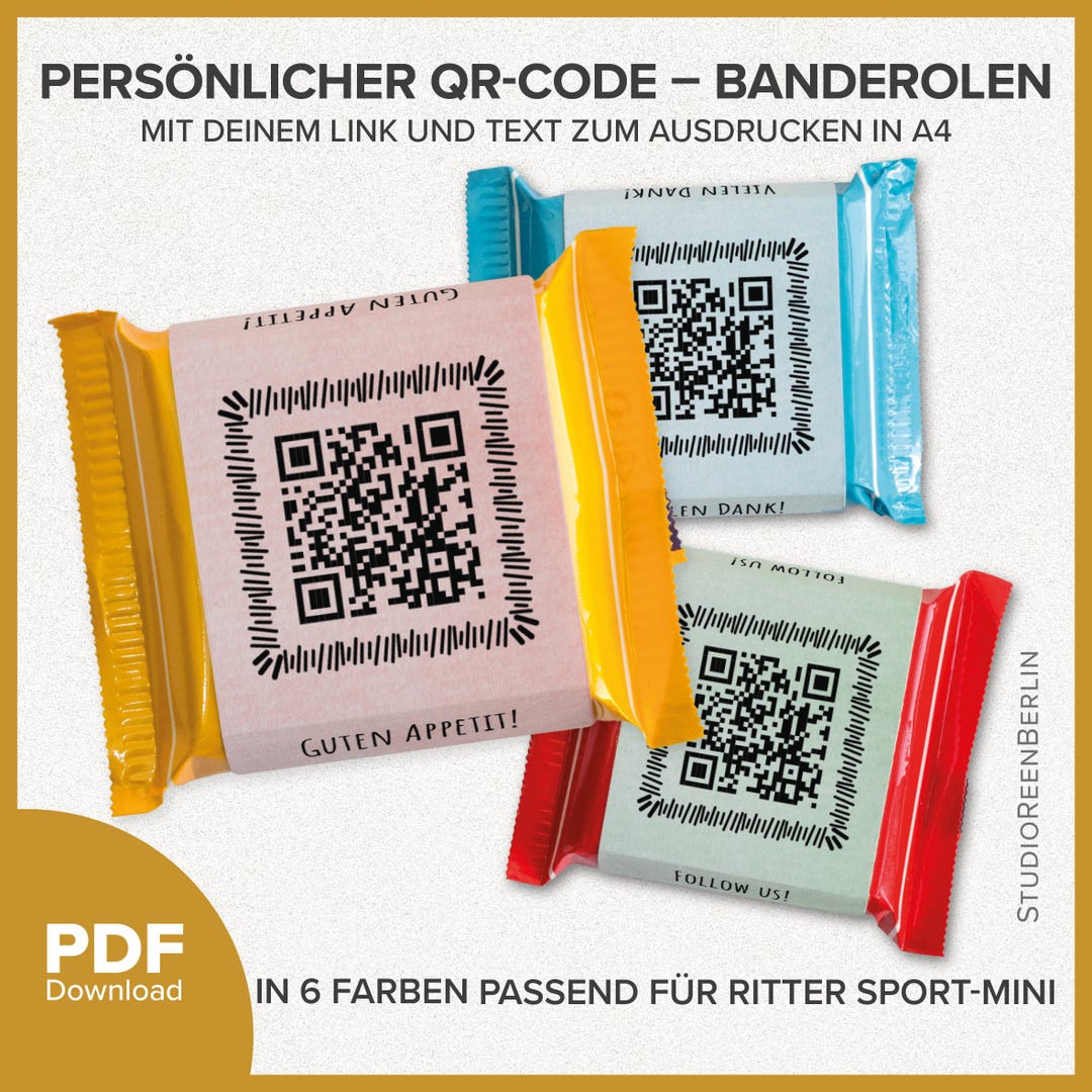 Personalized Chocolate Banderoles With Text+qr Code Suitable for Ritter ...