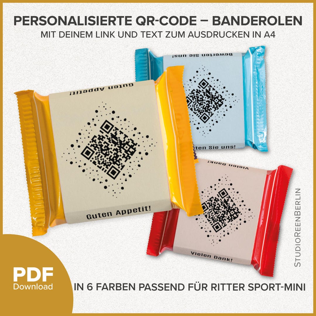 Chocolate Banderoles Personalized With Text and QR Code Suitable for ...