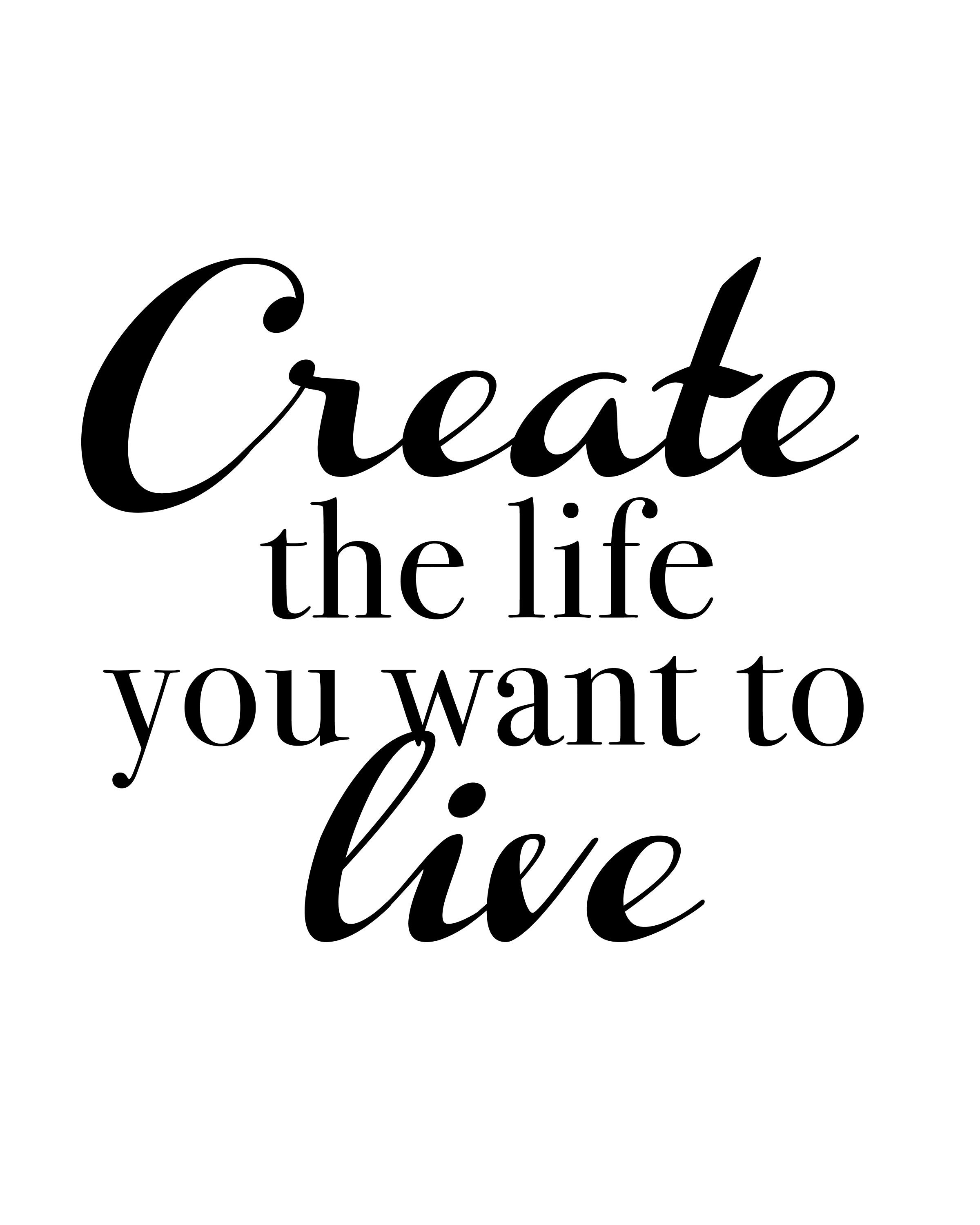 Create the Life You Want to Live Print - Etsy