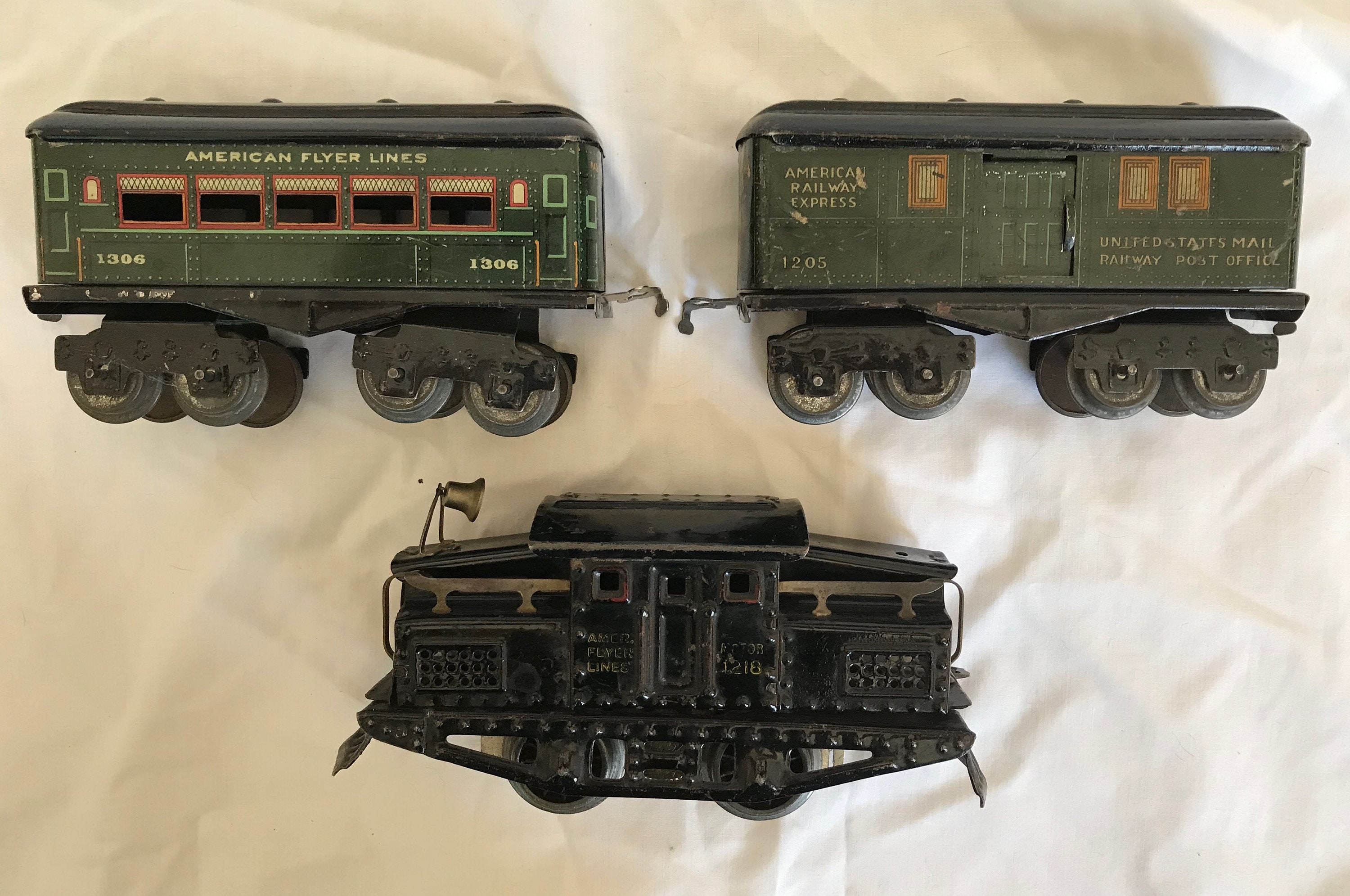 American Flyer AC Gilbert searchlight crane Erie Reading Caboose 634 ...