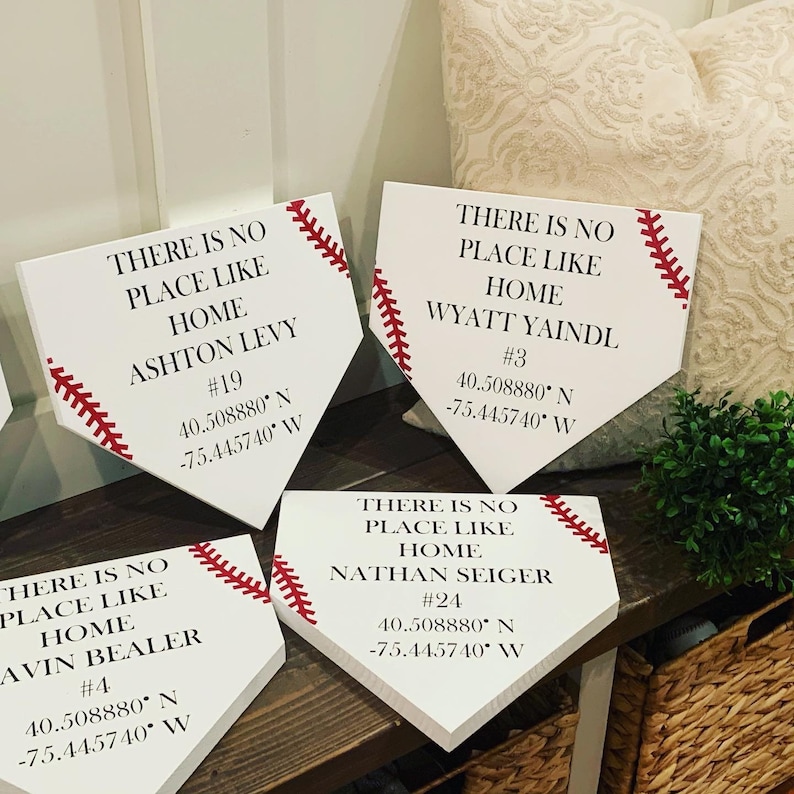 Personalized Baseball Home Plate With Coordinates | No Place Like Home ...