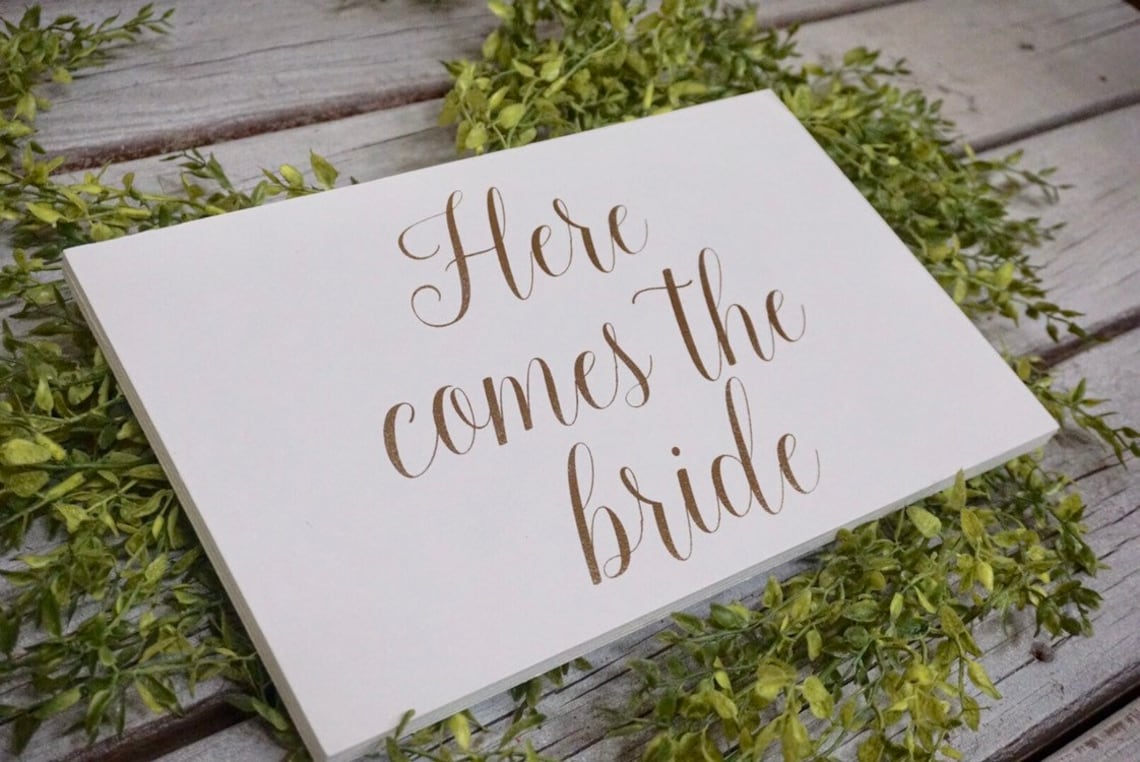 Here Comes the Bride White Wedding Sign. Here Comes the Bride - Etsy