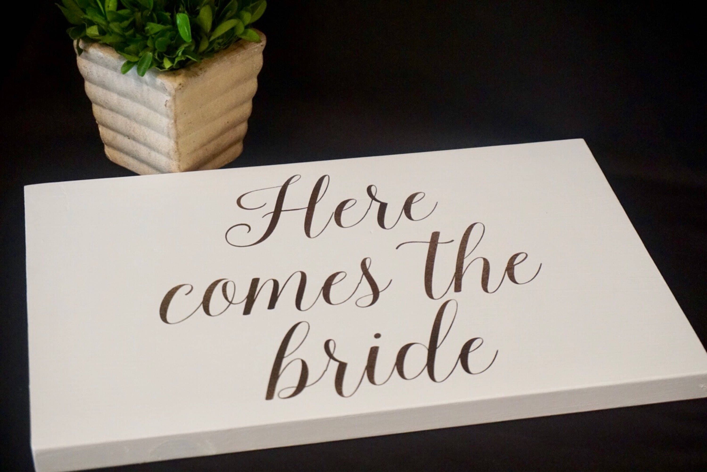 Here Comes the Bride White Wedding Sign. Here Comes the Bride - Etsy