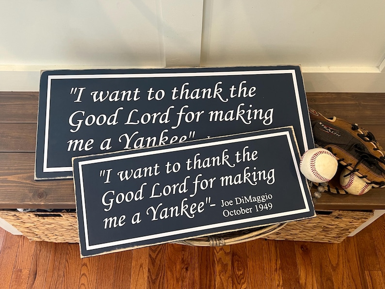 New York Yankee Sign. Baseball Wood Sign. Joe Dimaggio Baseball Sign ...