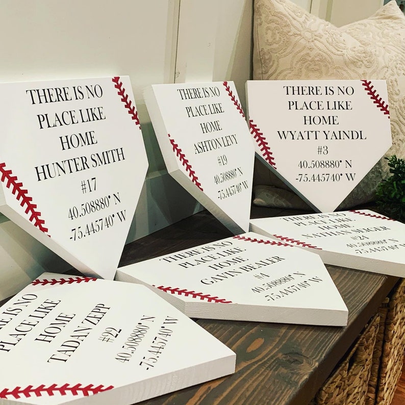 Personalized Baseball Home Plate With Coordinates | No Place Like Home ...