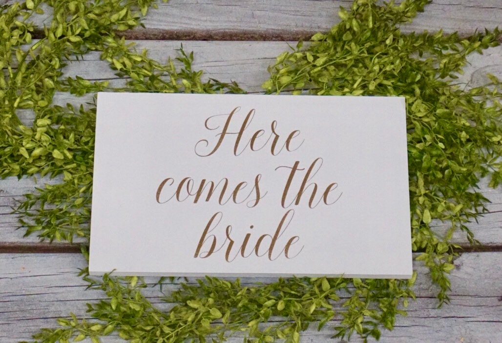 Here Comes the Bride White Wedding Sign. Here Comes the Bride - Etsy