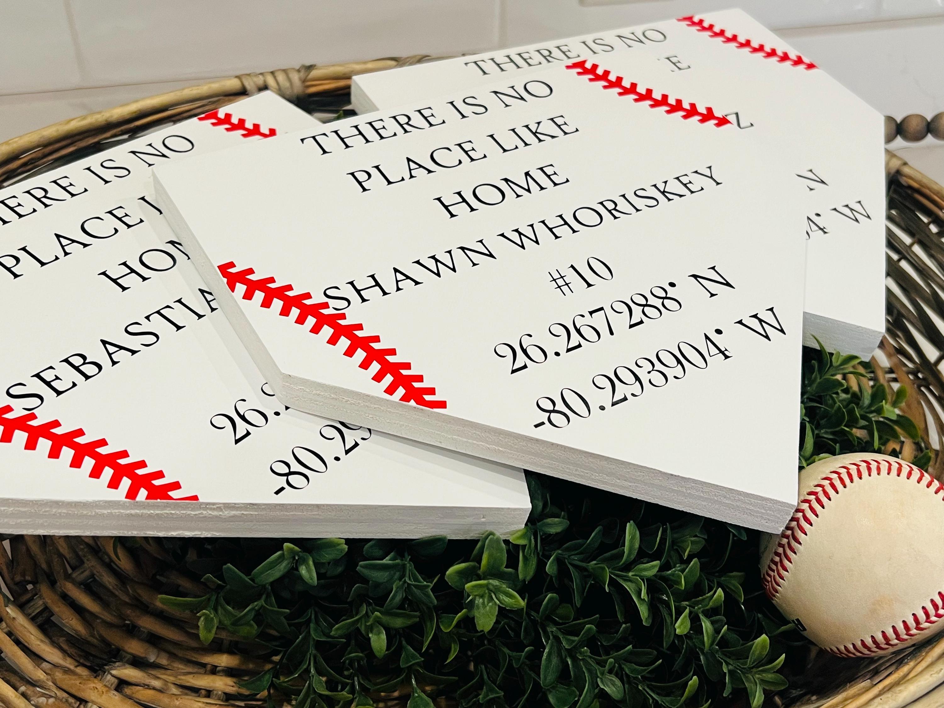 Personalized Baseball Home Plate With Coordinates | No Place Like Home ...