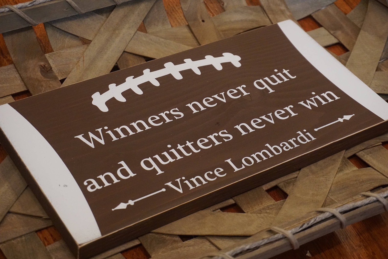 Football Sign. Winners Never Quit Football Sign. Football Wood - Etsy