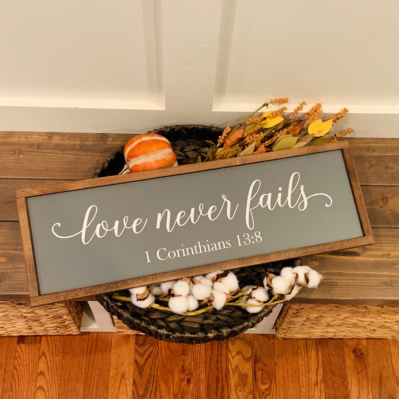 Gray Framed Love Never Fails Sign. Love Never Fails Wood Sign. - Etsy
