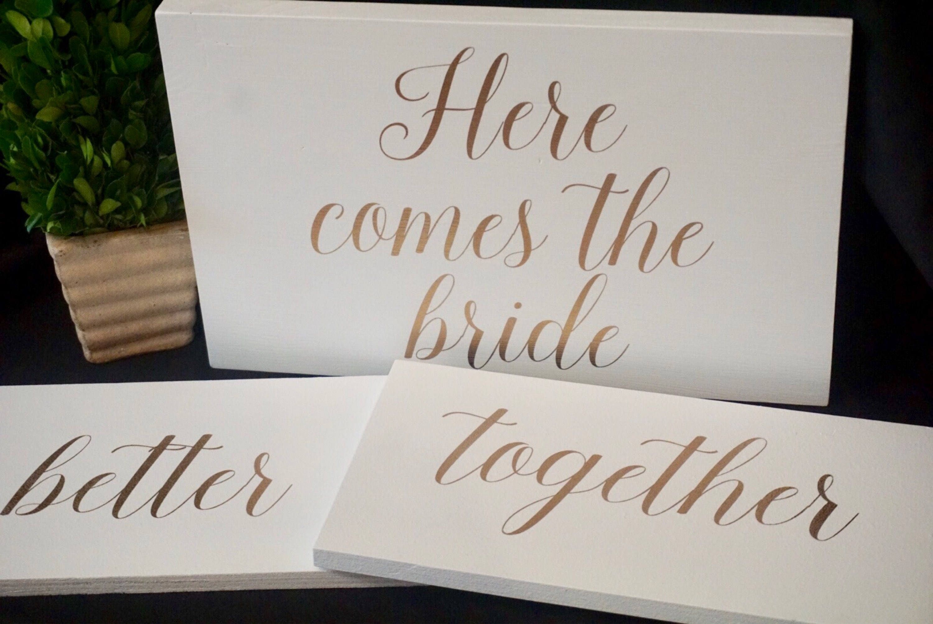 Here Comes the Bride White Wedding Sign. Here Comes the Bride - Etsy