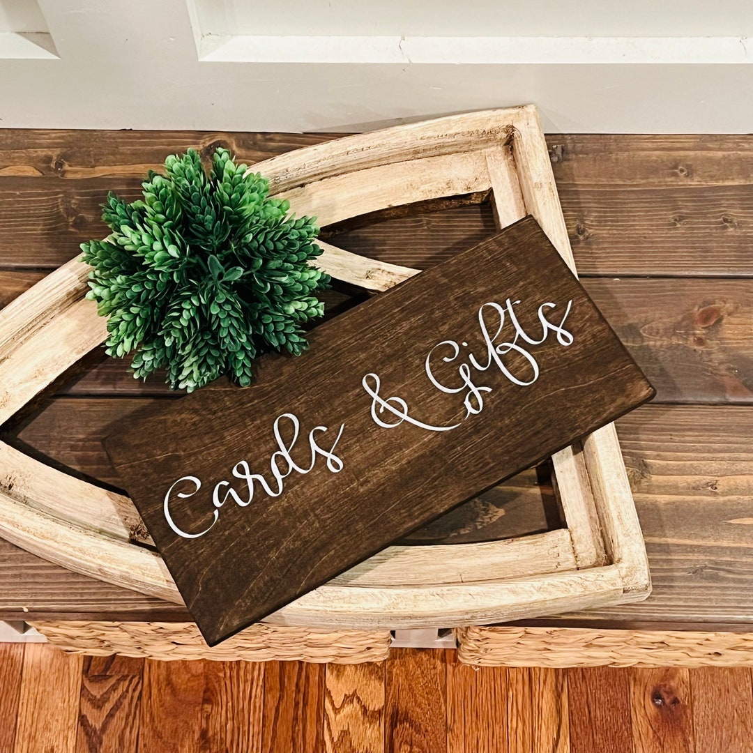 Rustic Cards & Gifts Wedding Sign: Handmade Stained Wood Decor - Etsy