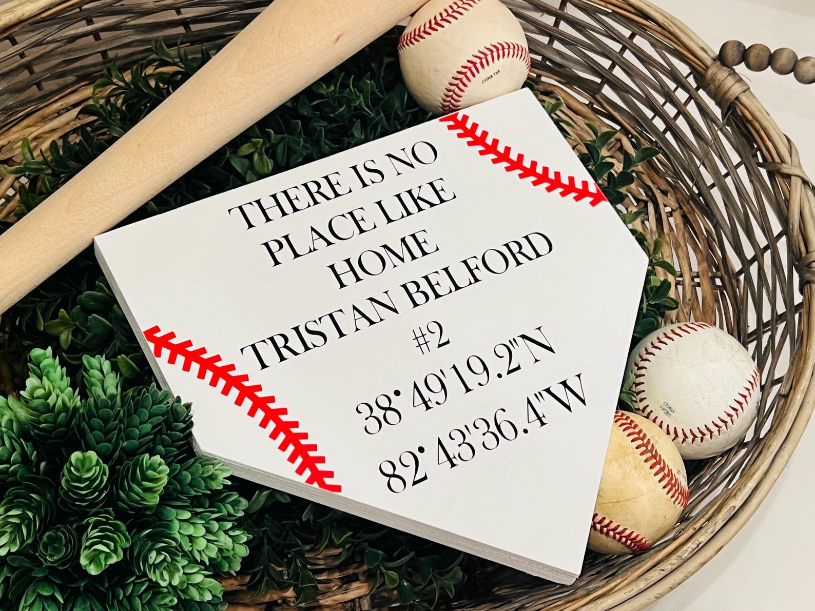 Personalized Baseball Home Plate With Coordinates | No Place Like Home ...