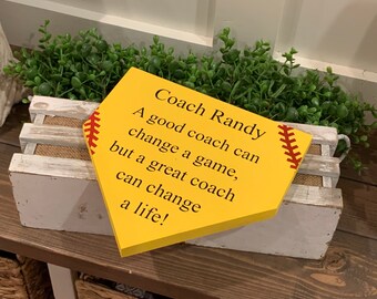 Coaches Gift. Softball Coach. Baseball Coach. Home Plate Sign. | Etsy