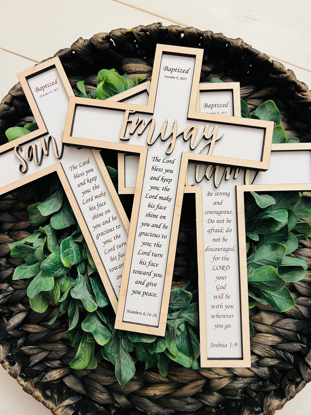 Personalized Engraved Baptism Cross. Handcrafted Wooden Cross for Baby ...