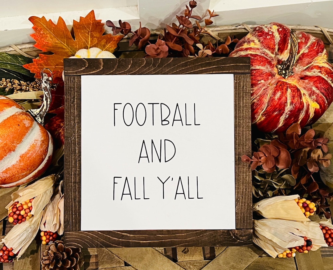 Football and Fall Y'all Framed Wood Sign: Autumn Farmhouse Decor - Etsy