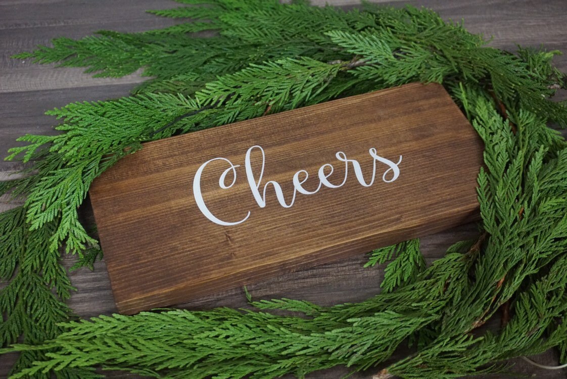 Cheers Sign. Cheers Wedding Sign. Rustic Cheers Sign. Cheers. - Etsy