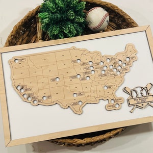 MLB Stadium Map | Personalized Baseball Stadium Tracker | Wooden ...