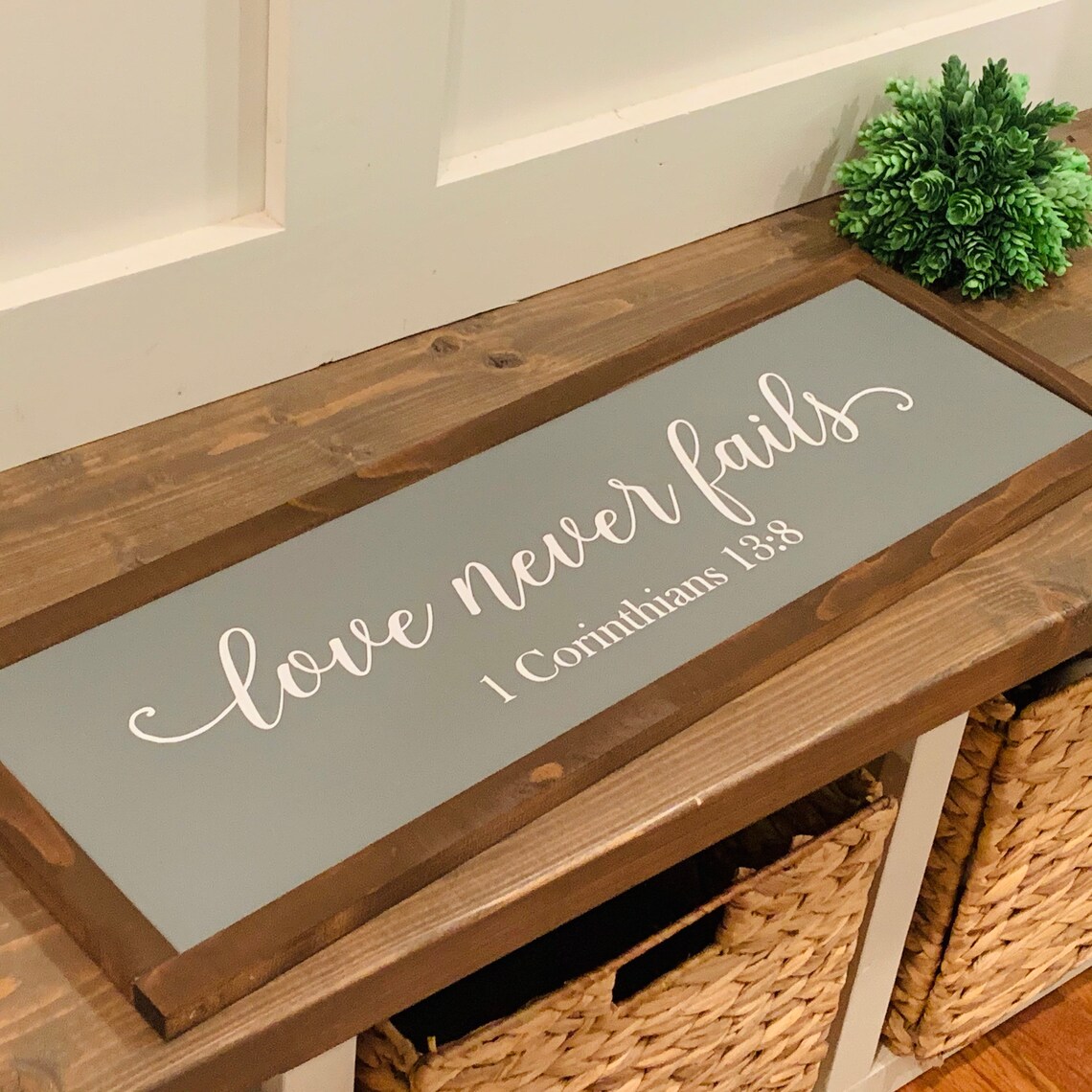 Gray Framed Love Never Fails Sign. Love Never Fails Wood Sign. - Etsy