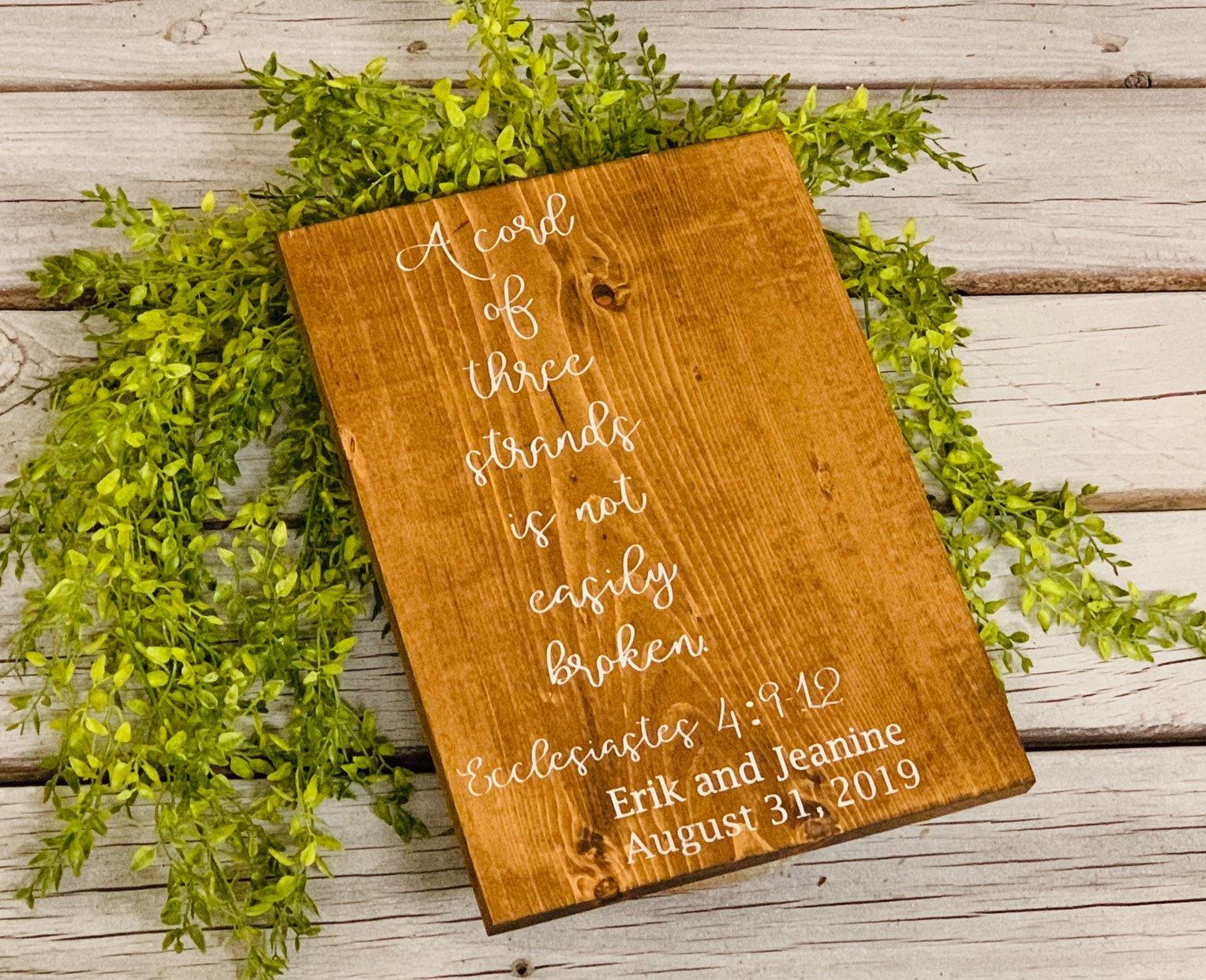 Wedding Cord Sign. A Cord of Three Strands Wood Sign. Wedding | Etsy