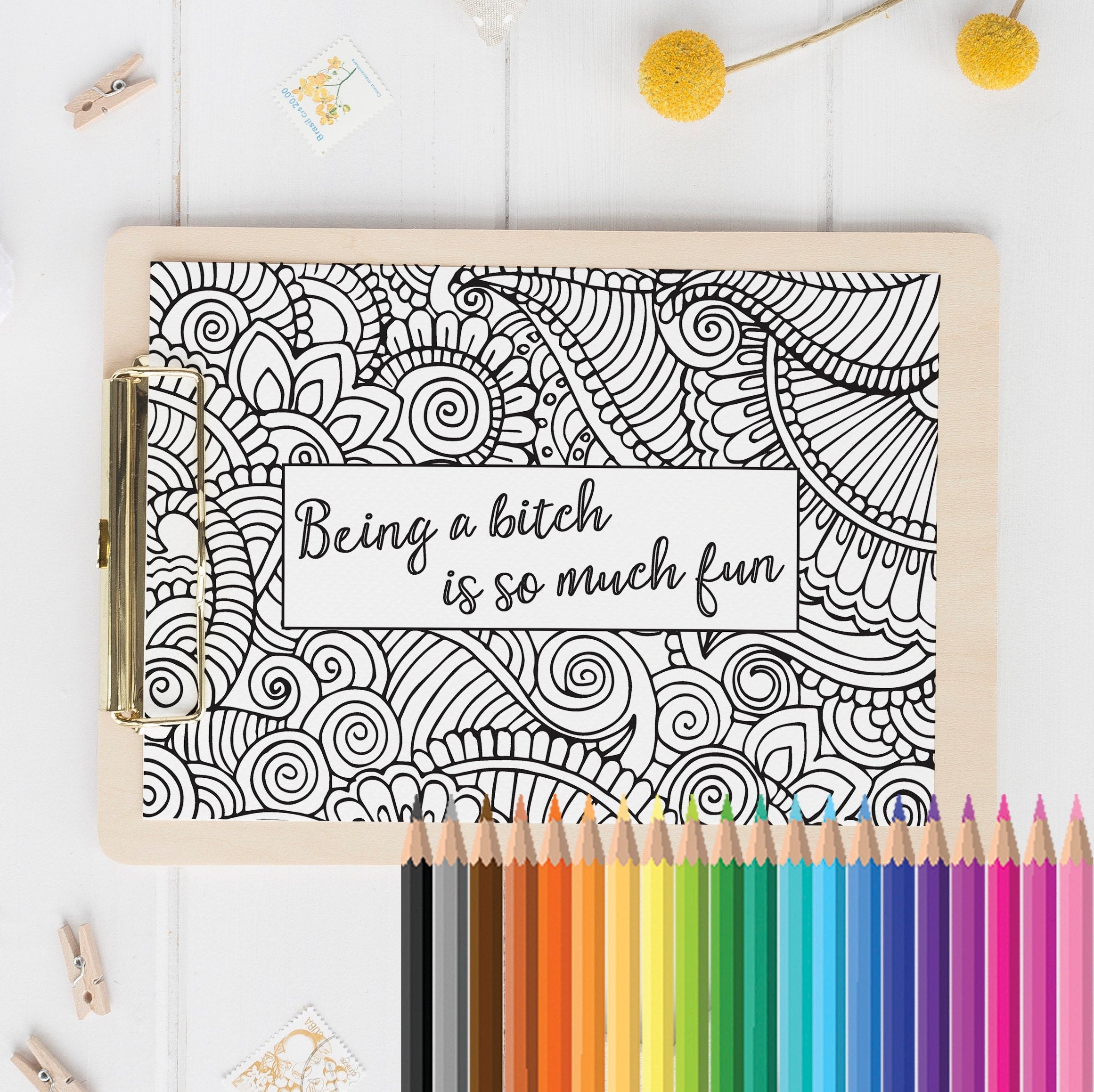 Sweary Colouring Book Page Swear Word Colouring Funny Stress - Etsy