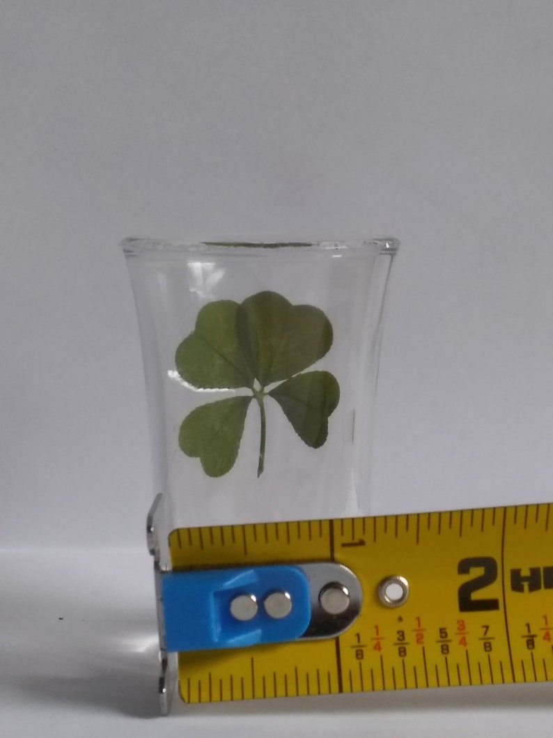 Personalized Four Leaf Clover Shot Glass Laminated Clover Etsy
