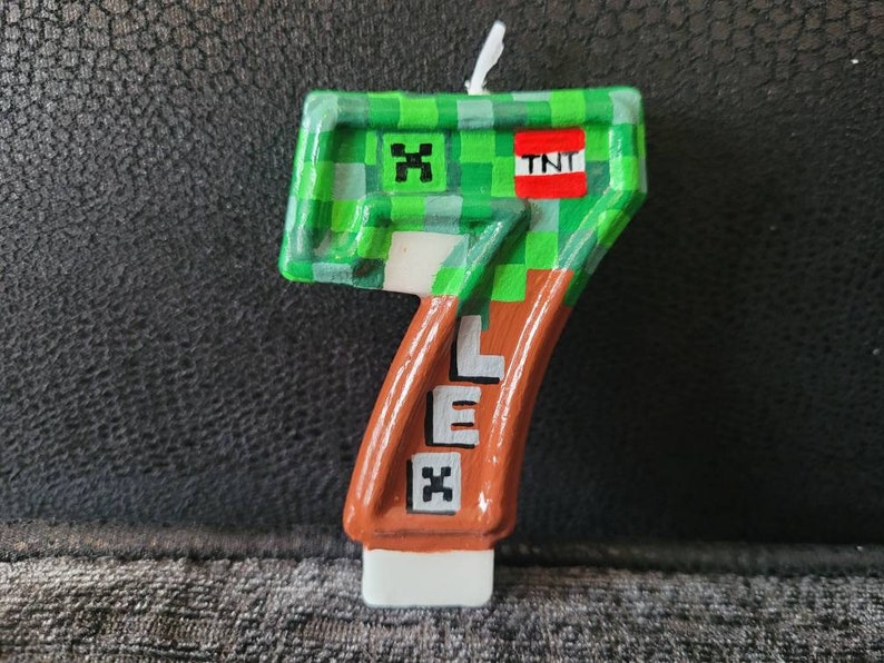 Minecraft Style Number Candle Cake Topper. Candle Only - Etsy