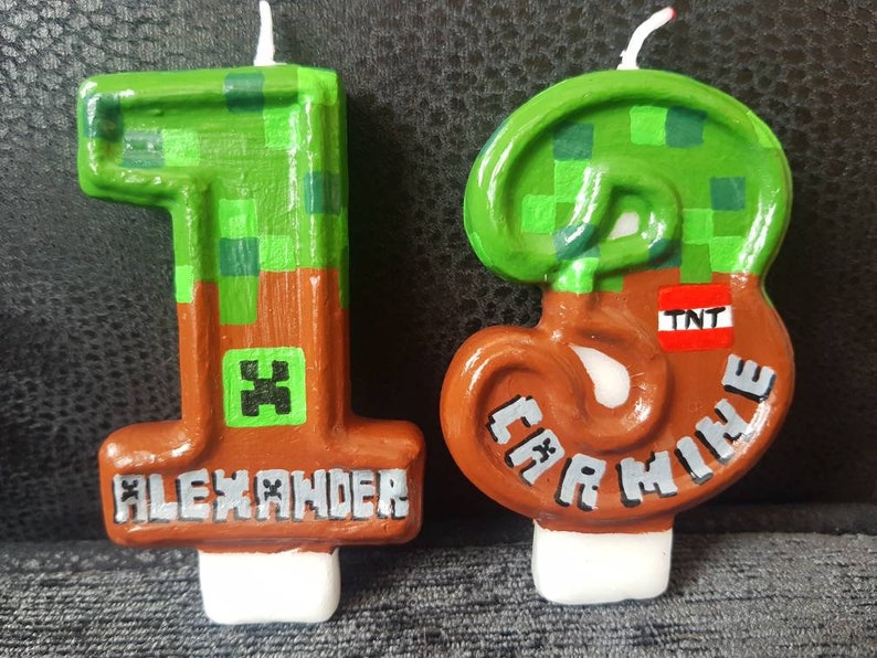 Minecraft Style Number Candle Cake Topper. Candle Only - Etsy