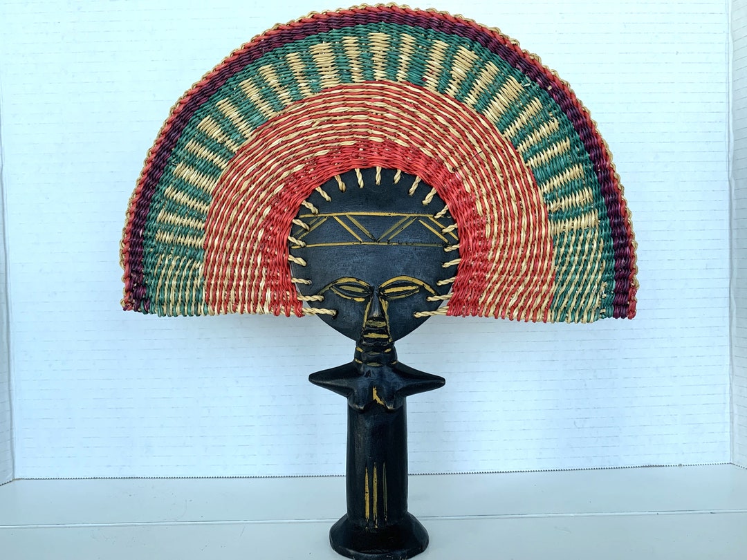 African Wooden Fertility Statue With Weaved Crown/wooden Fertility Doll ...